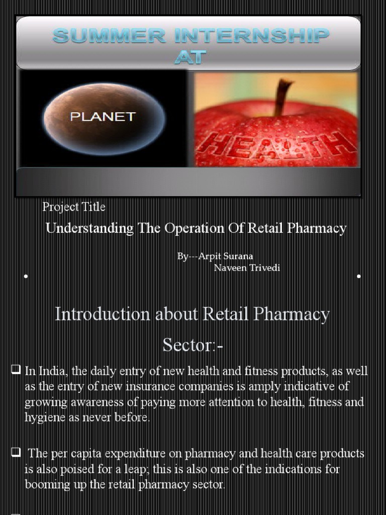 Understanding The Operation of Retail Pharmacy: Project Title | PDF ...