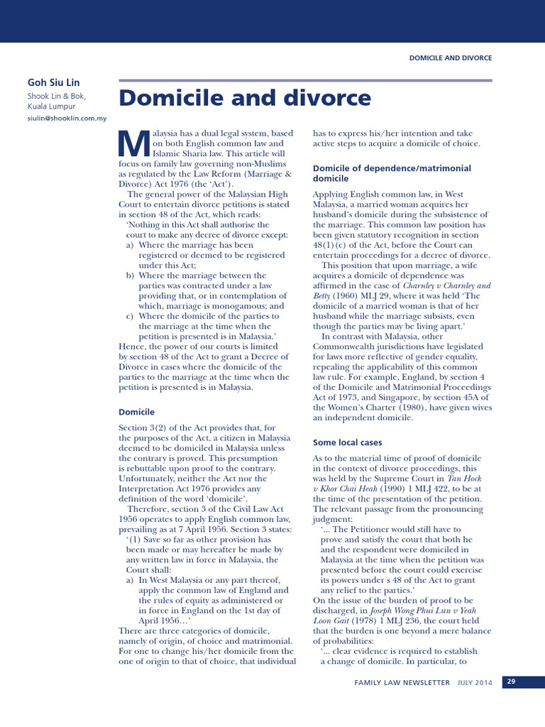 Family Law Goh Siu Lin | PDF | Domicile (Law) | Surrogacy