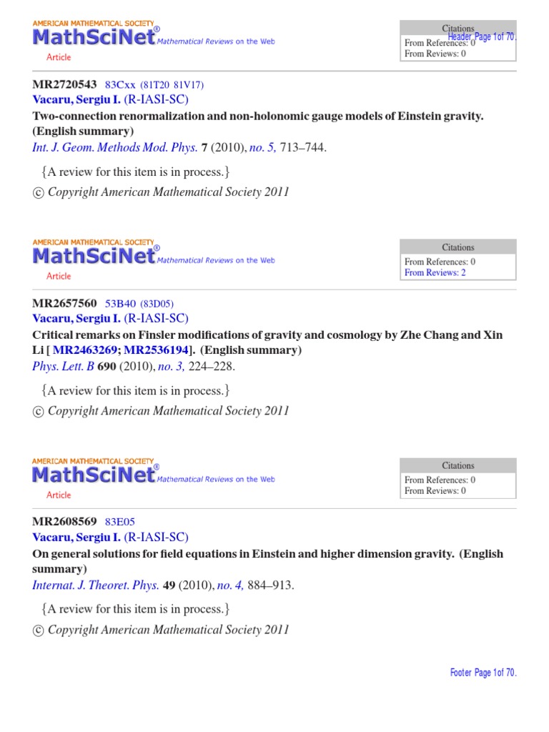 Vacaru, Sergiu I. (R-IASI-SC) : Int. J. Geom. Methods Mod. Phys. No. 5 ...