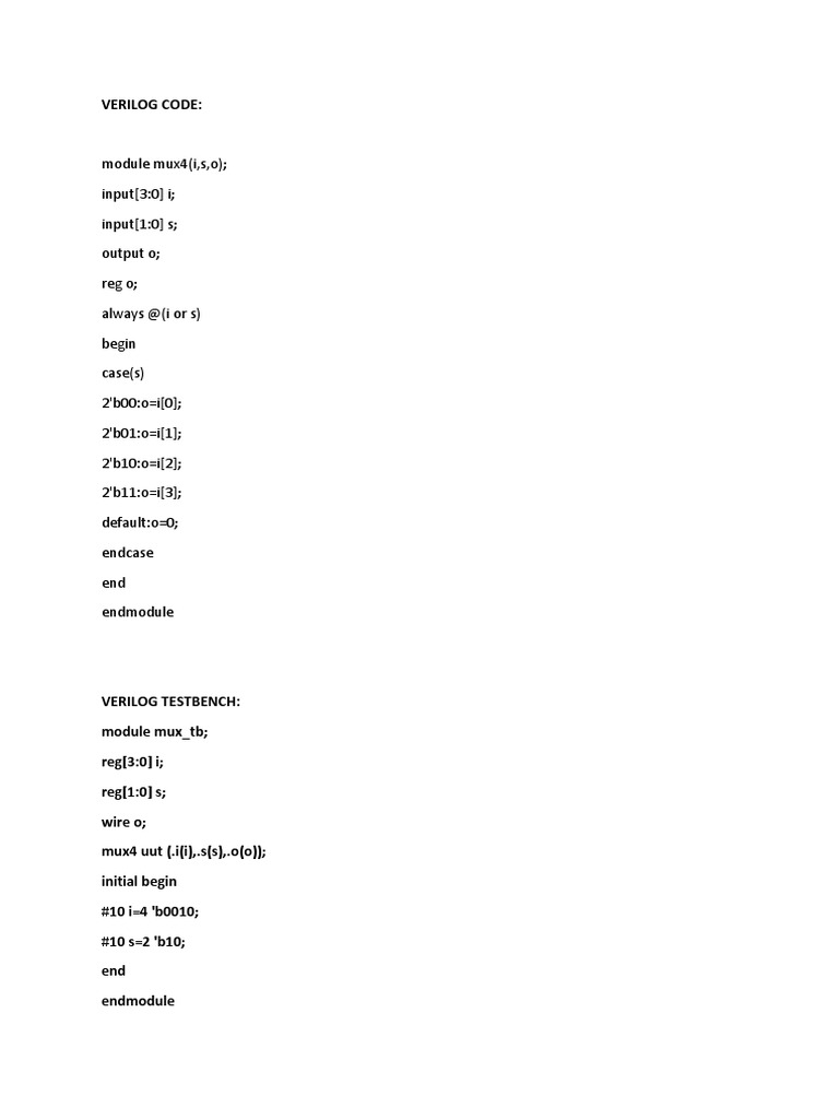 Verilog Code and Testbench | PDF