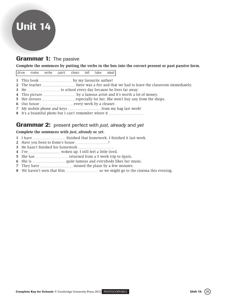 Complete Key For Schools Unit14 Extra Worksheet PDF | PDF | Linguistics ...