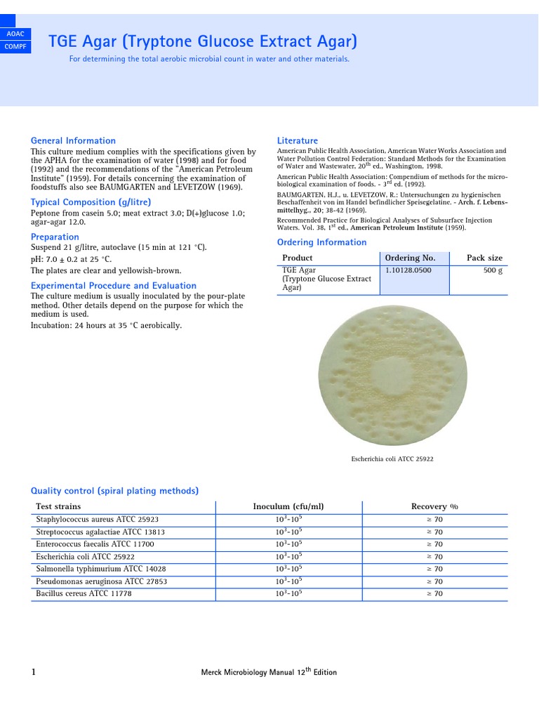 TGE Agar (Tryptone Glucose Extract Agar) : General Information ...