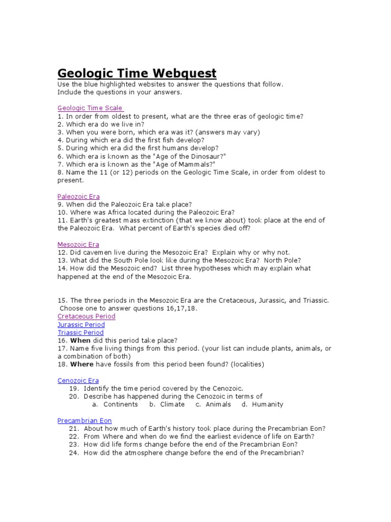 Geologic Time Webquest | PDF