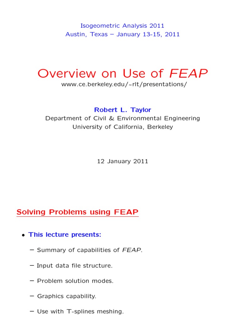 Feap Use | PDF | Finite Element Method | Elasticity (Physics)