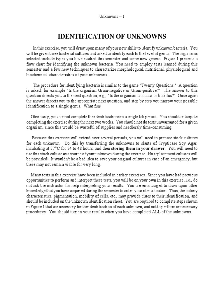 Identification of Unknowns | PDF | Bacteria | Growth Medium