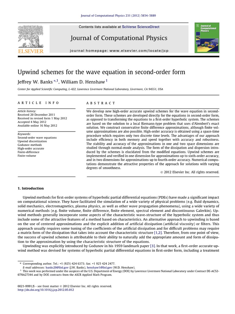 High-Order Upwind Schemes for Wave Equations | PDF | Differential ...