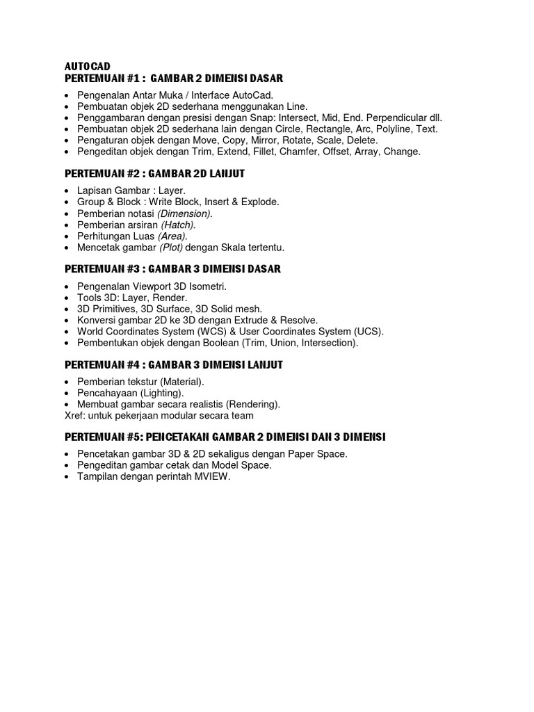 Silabus Dan Pembelajaran AUTOCAD | PDF