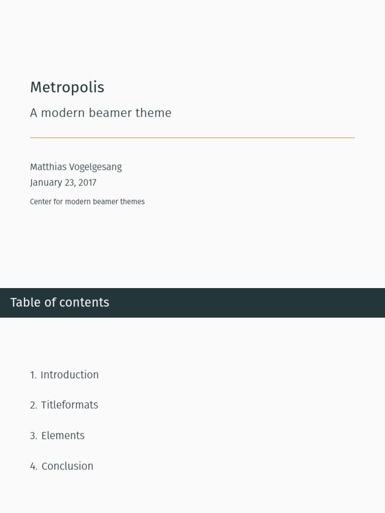 Metropolis: A Modern Beamer Theme | Download Free PDF | Typefaces | Writing