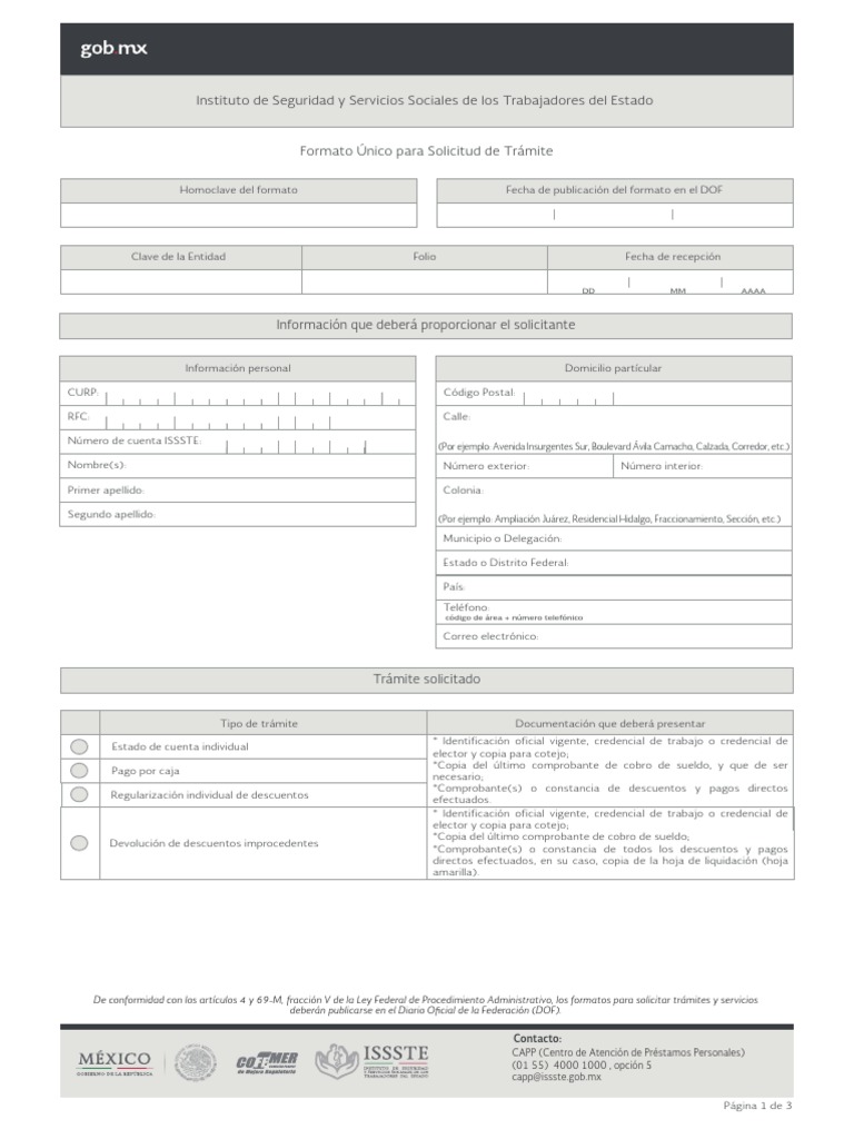 Formato ISSSTE solicitud trámite | PDF | Gobierno | Informática y tecnología de la información