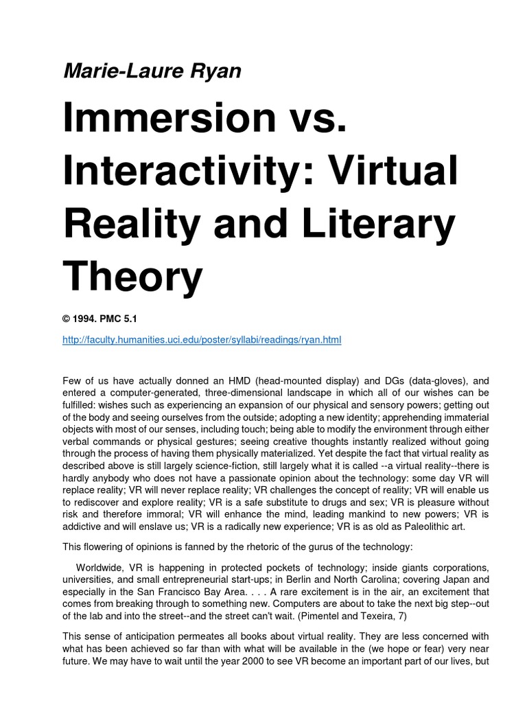 Marie-Laure Ryan - Immersion vs. Interactivity - Virtual Reality and ...