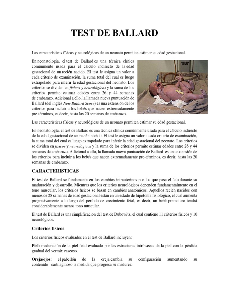 Test de Ballard | PDF | Salud y bienestar | Medicina