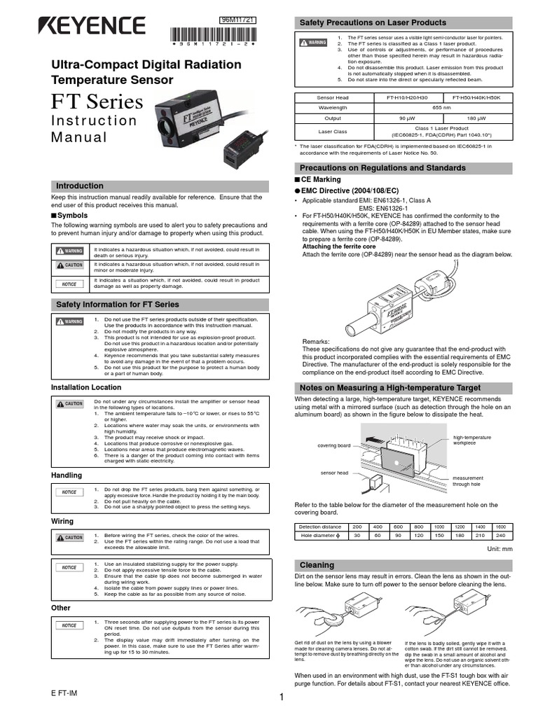 FT Series: Instruction Manual | PDF | Electrical Connector | Infrared