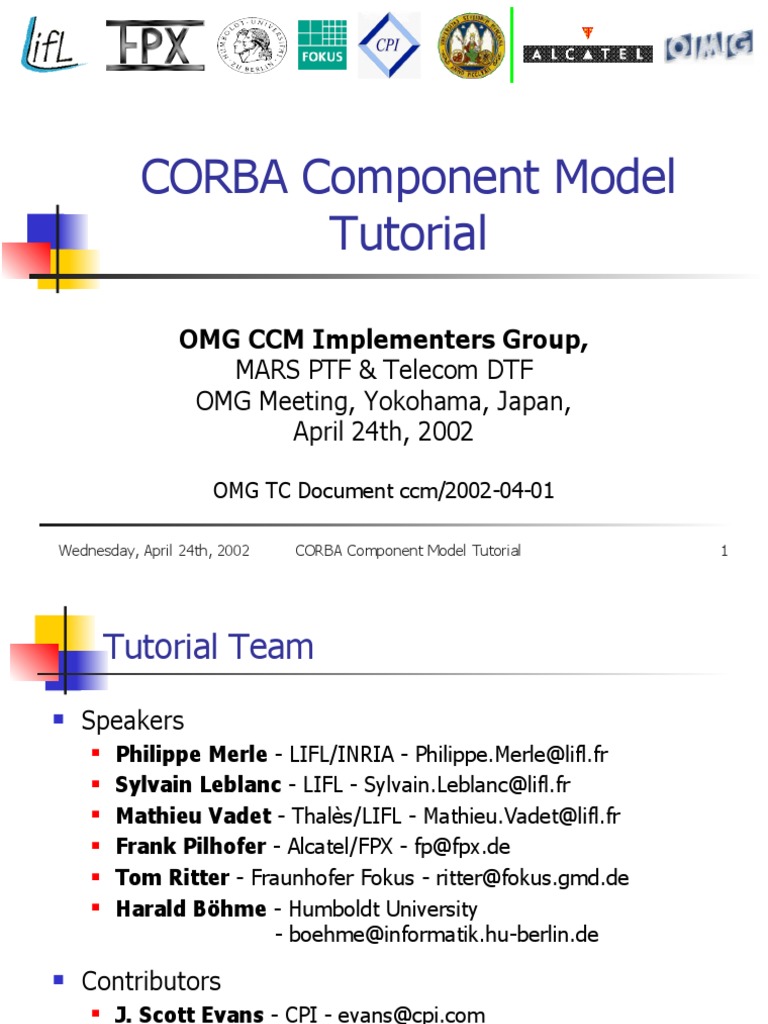 CORBA Component Model Tutorial: OMG CCM Implementers Group | PDF ...