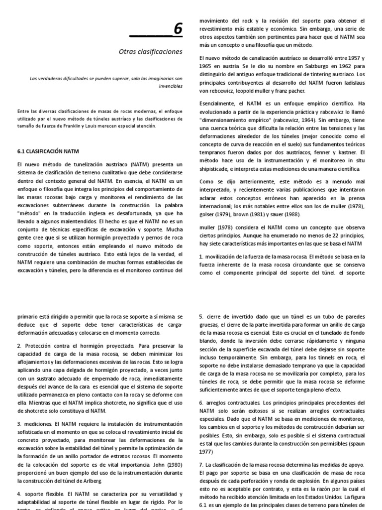 Clasificación NATM en Túneles Modernos | PDF | Túnel | Método científico