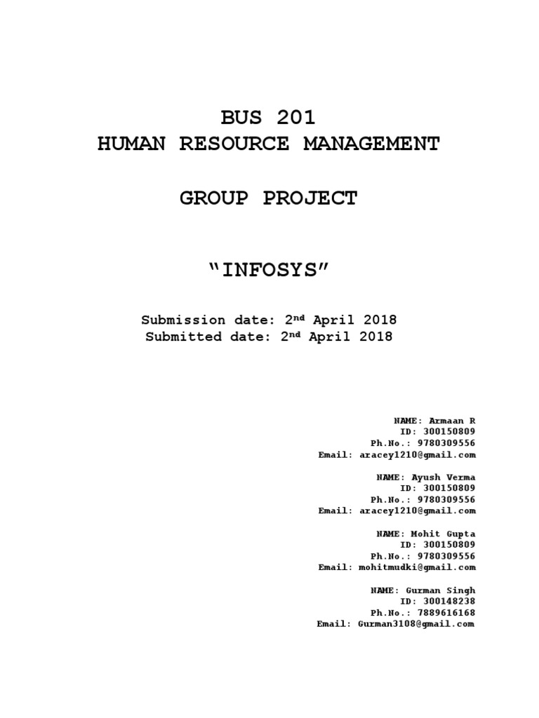 BUS 201 Infosys Report | PDF | Performance Appraisal | Human Resource ...