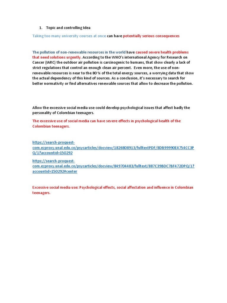 Topic and Controlling Idea | PDF