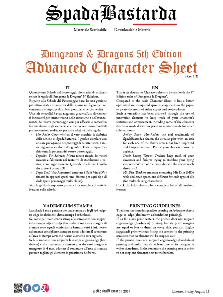 Advanced Character Sheet: Dungeons & Dragons 5th Edition | PDF