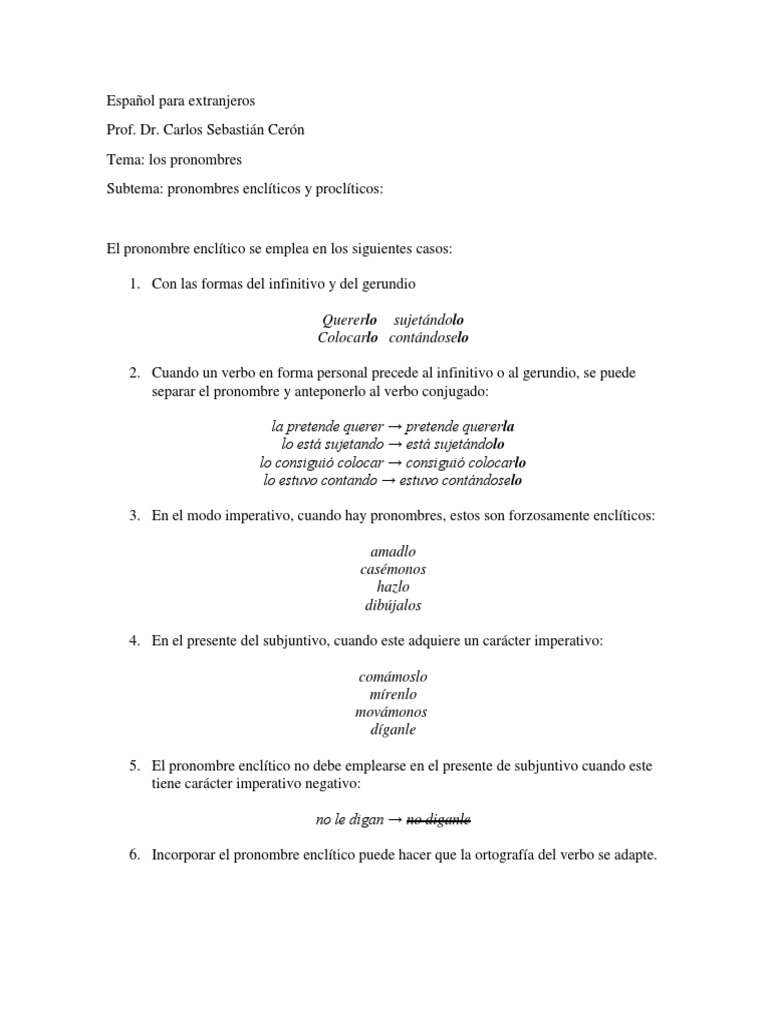 Enclitico y Proclitico | PDF | Verbo | Morfología Lingüística