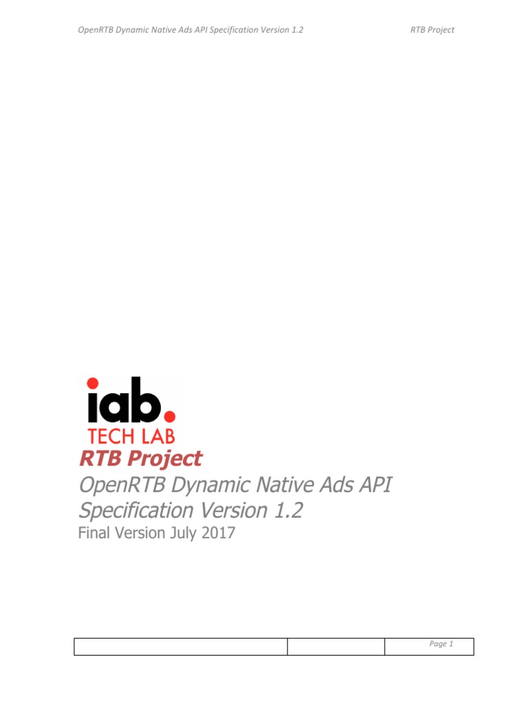 OpenRTB Native Ads Specification Final 1.2 | PDF | Json | Application Programming Interface