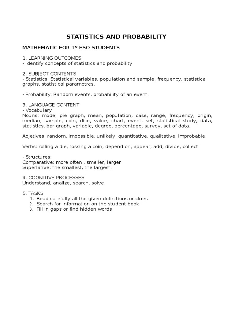 Statistics and Probability Activities | PDF | Mean | Statistics