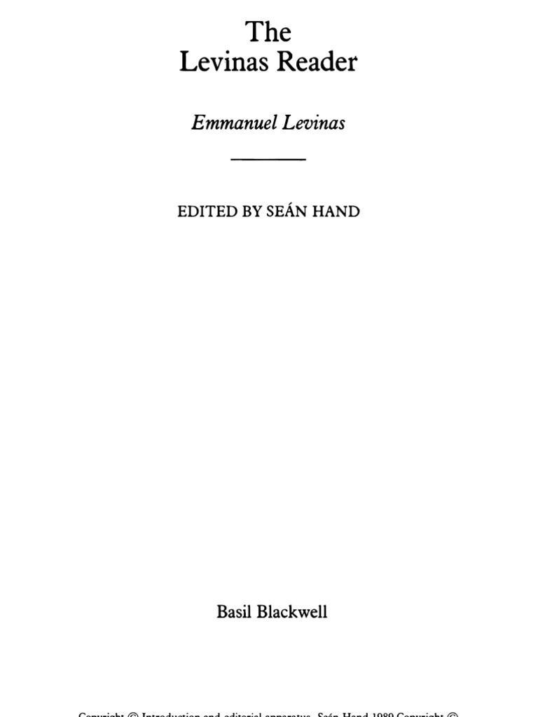 Levinas - The Levinas Reader | PDF | Phenomenology (Philosophy ...