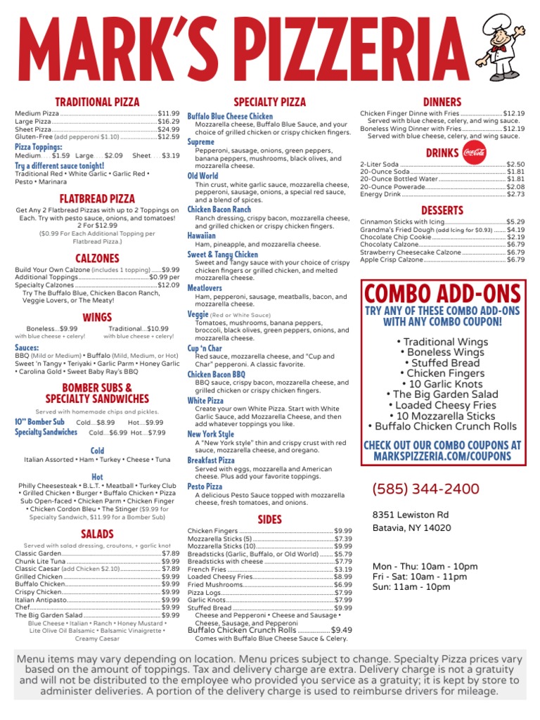 Mark's Pizzeria in Batavia | PDF | Pizza | Food And Drink Preparation