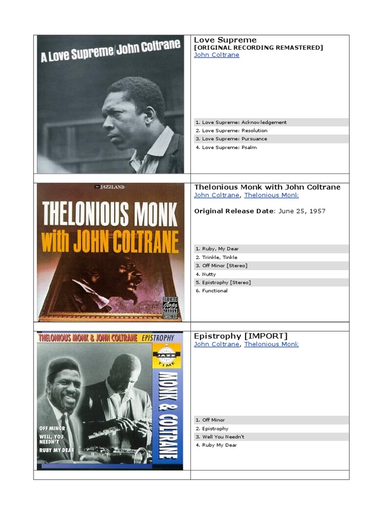 John Coltrane Discos | Download Free PDF | African American Music ...