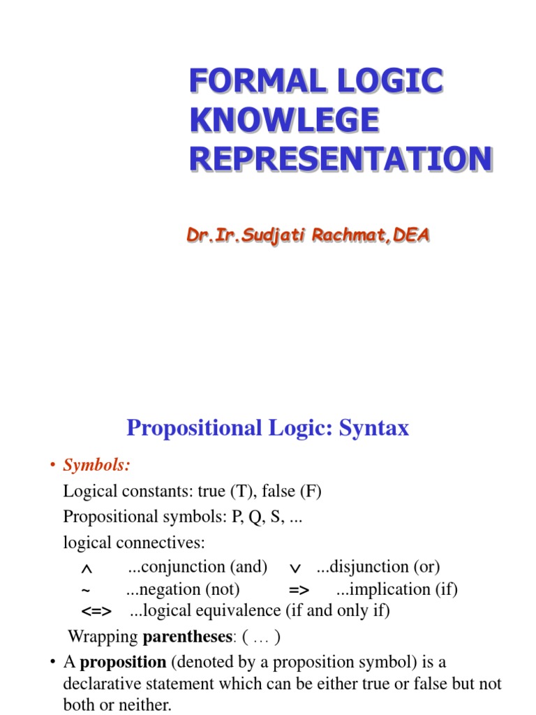 Ch07 Basic Knowledge Representation in First Order Logic | PDF ...