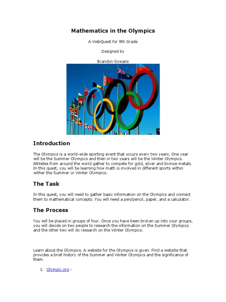 Webquest | PDF | Olympic Games | Educational Psychology