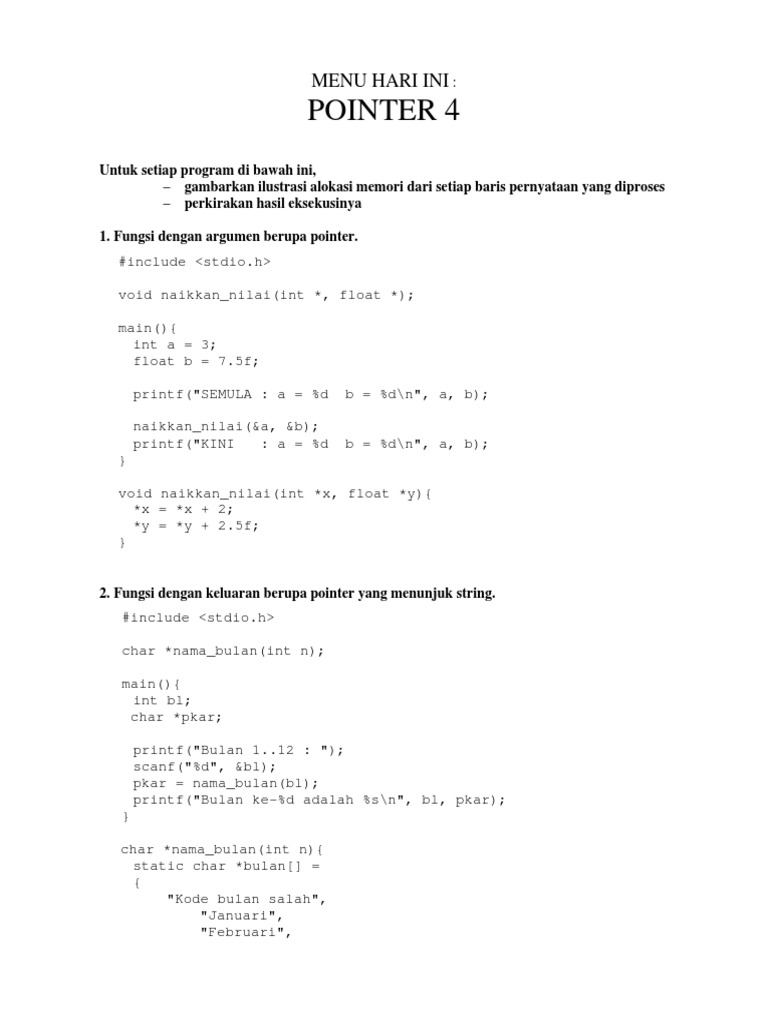 Analisis Fungsi Pointer dalam C | PDF