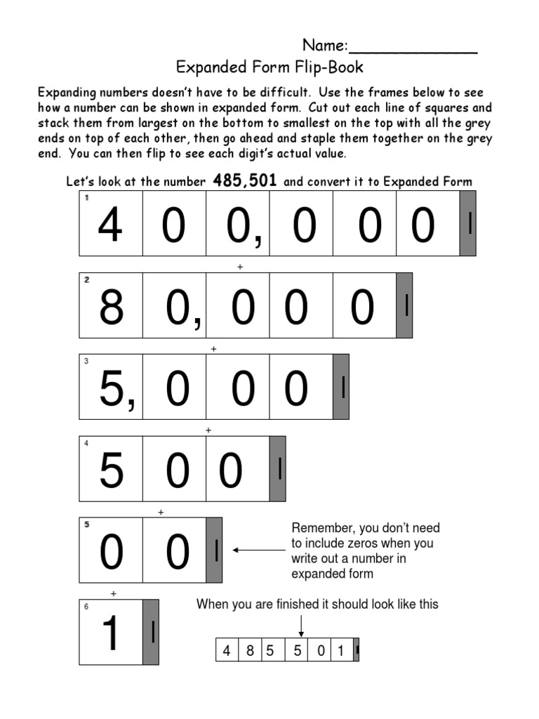Expanded Form of A Number Flipbook | PDF