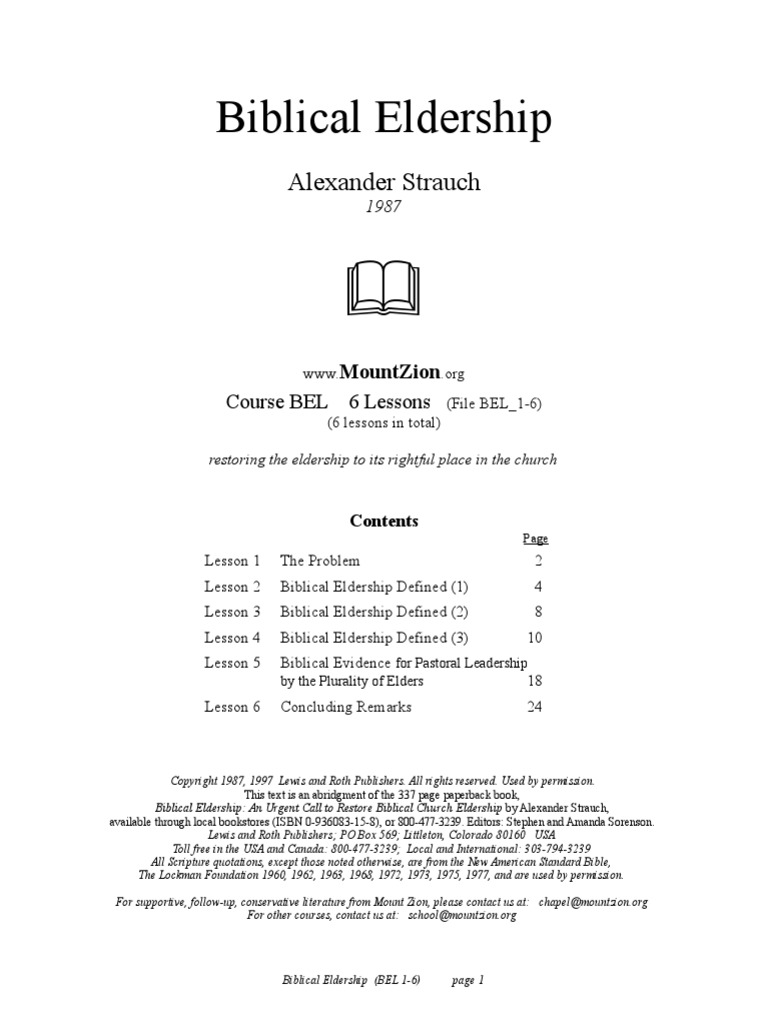Biblical Eldership: Alexander Strauch | PDF | Elder (Christianity) | Christian Church
