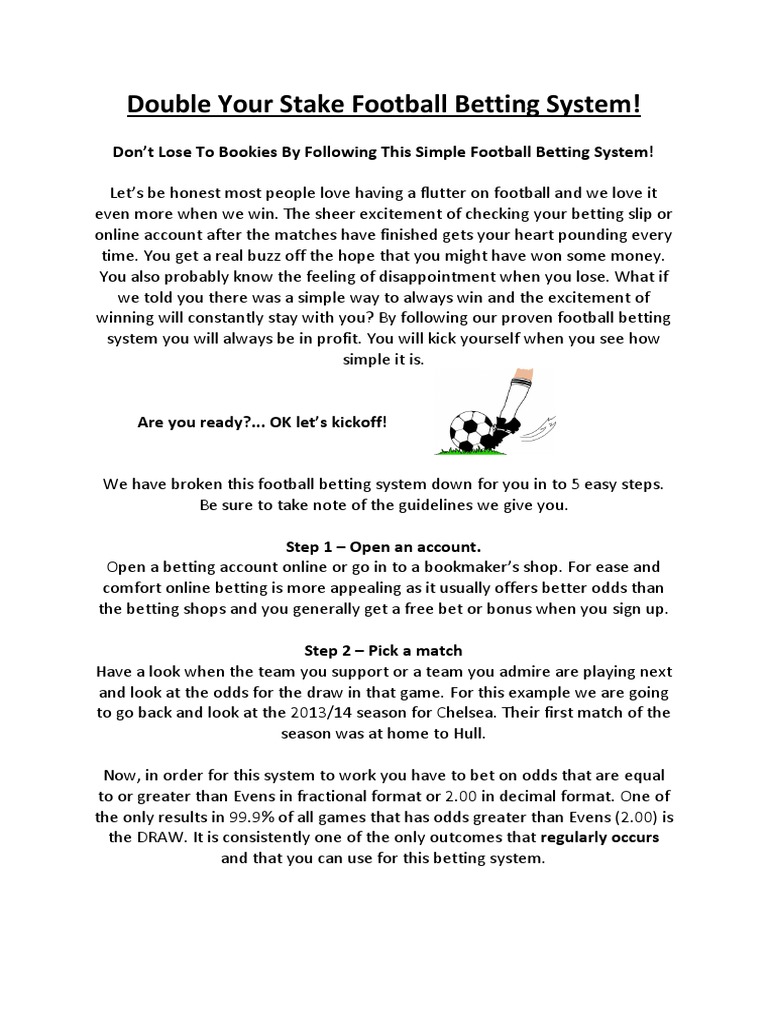 Double Your Stake Football Betting System | PDF | Odds | Wagering
