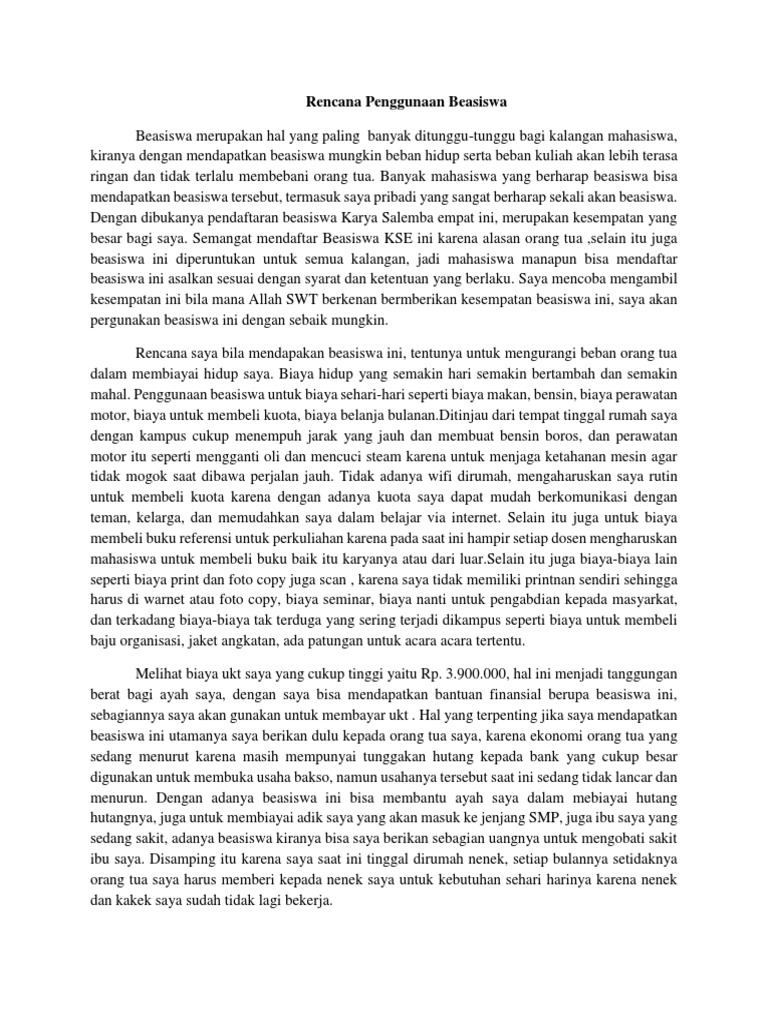 Essay Penggunaan Beasiswa Pdf
