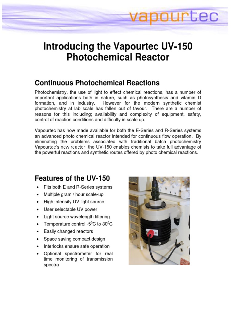 UV 150 Photochemicalreactor Datasheet | PDF | Photochemistry | Chemical ...
