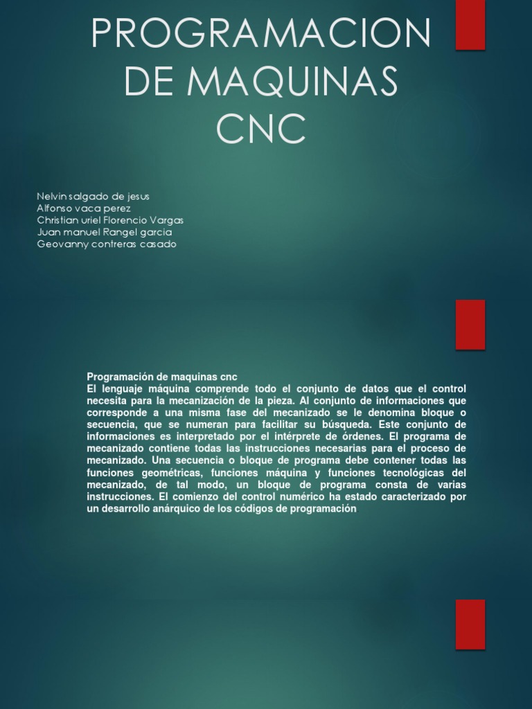 Programacion de Maquinas CNC | PDF | Control numerico | Perforar