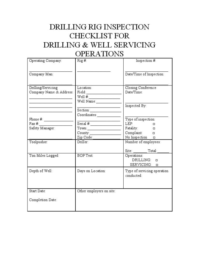 Drilling Rig Checklist | Personal Protective Equipment | Stairs