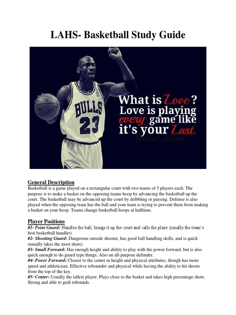 LAHS-Basketball Study Guide: General Description | PDF | Basketball ...