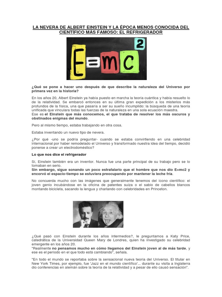 La Nevera de Albescribeert Einstein y La Época Menos Conocida Del ...