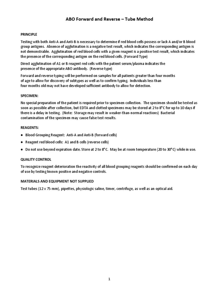 ABO Forward and Reverse Tube Method | PDF | Blood Plasma | Animal ...