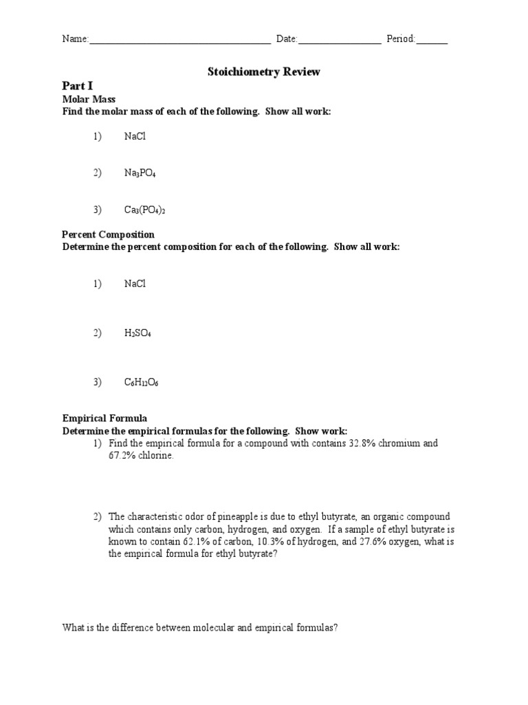 Stoichiometry Review Packet | PDF | Stoichiometry | Mole (Unit)