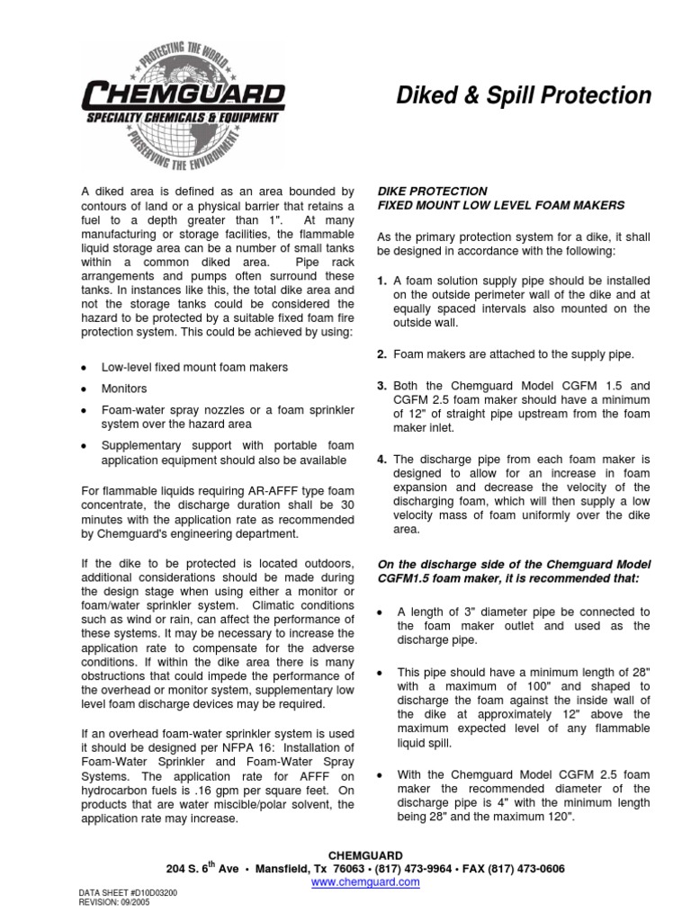 Diked & Spill Protection: Dike Protection Fixed Mount Low Level Foam ...