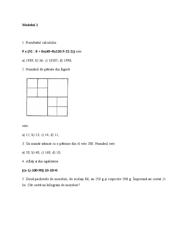 Mate - Info.Ro.2617 5 MODELE, Teste Evaluarea Initiala La Matematica ...