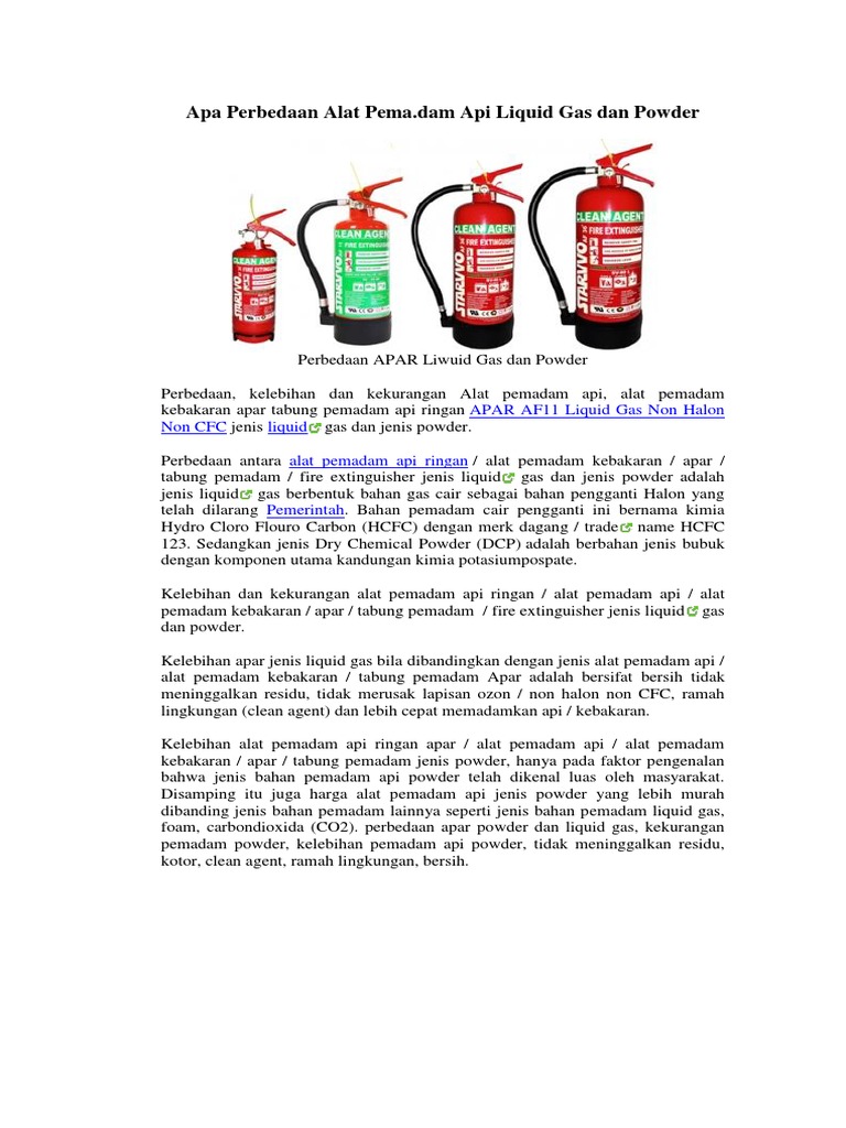 Fungsi Alat Pemadam API Liquid Gas Dan Powder | PDF
