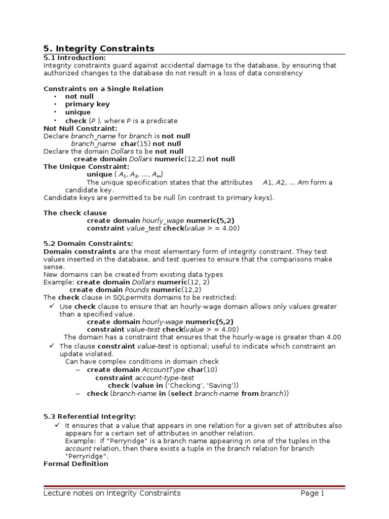 Maintaining Data Integrity Through Constraints Assertions And Triggers Pdf Information