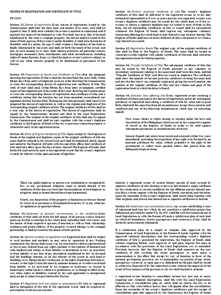 Decree of Registration and Certificate of Title | PDF | Deed | Real ...