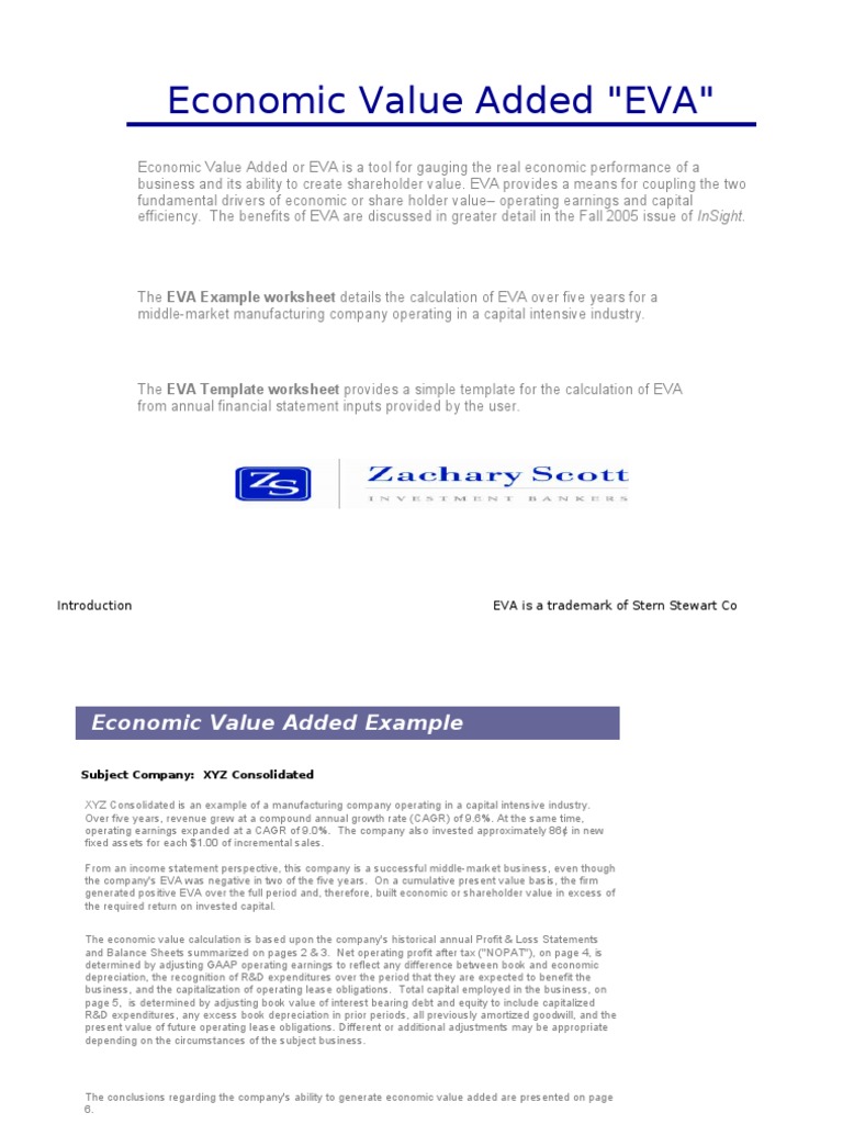 EVA Example | PDF | Earnings Before Interest | Expense
