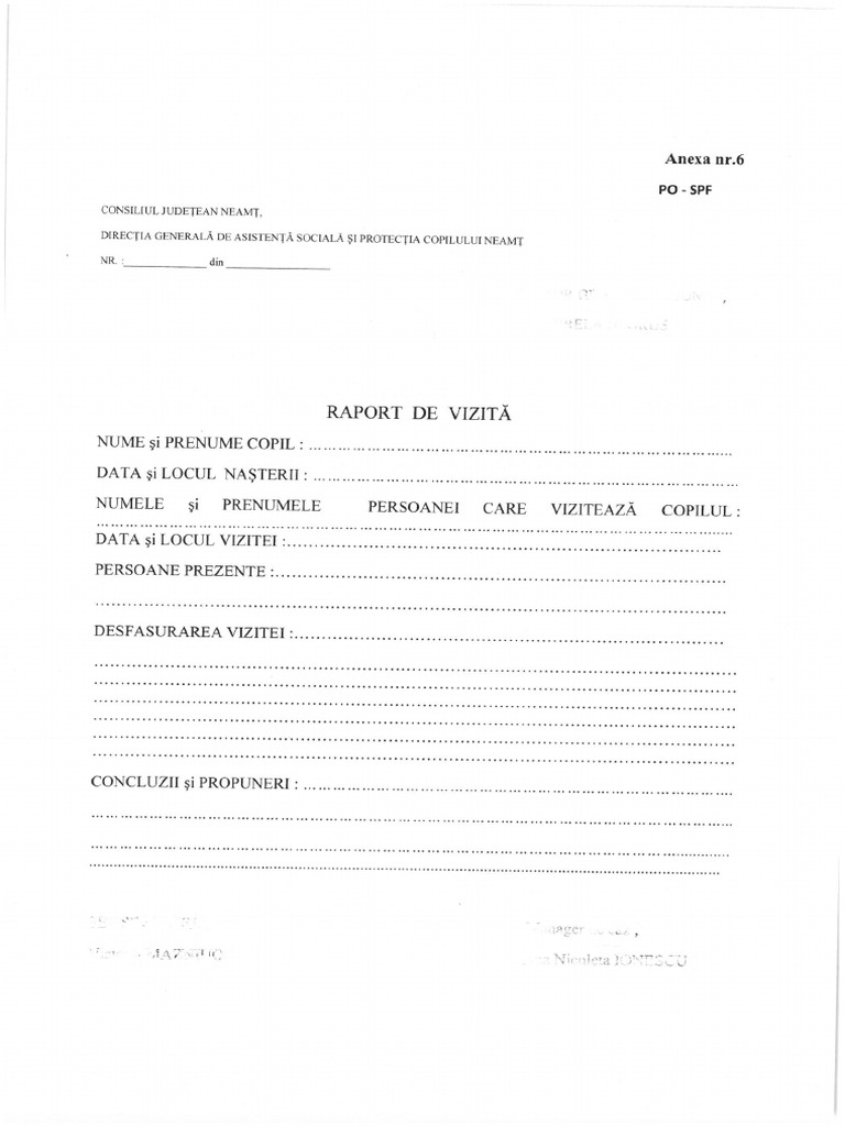 Model Raport de Vizita Si Raport Ancheta Sociala | PDF