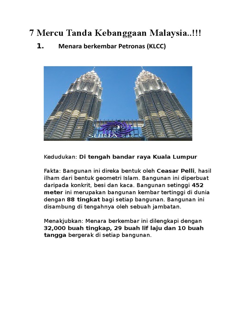 7 Mercu Tanda Kebanggaan Malaysia | PDF