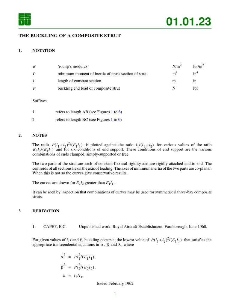 The Buckling of A Composite Strut: E I L P | PDF | Buckling | Geometry